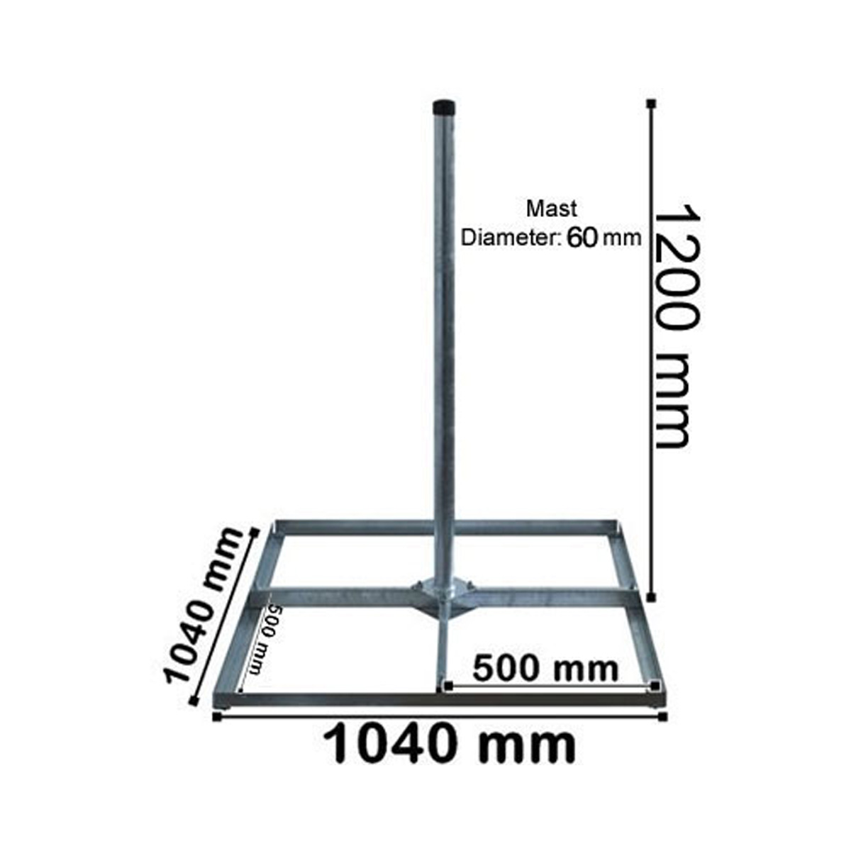Markstativ – Flyttbart 120 cm (för 4×50 cm betongplattor)
